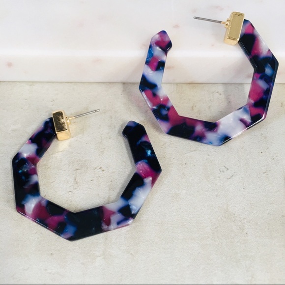 LYB | Jewelry | Geo Hex Acrylic Hoops | Poshmark